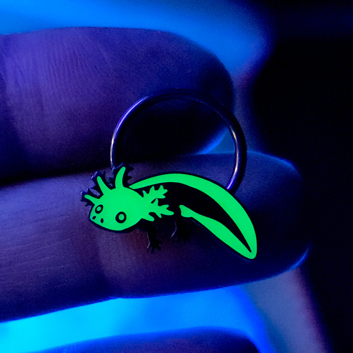 Glow in the Dark Green Axolotl Septum + Daith Ring – Metal Lotus