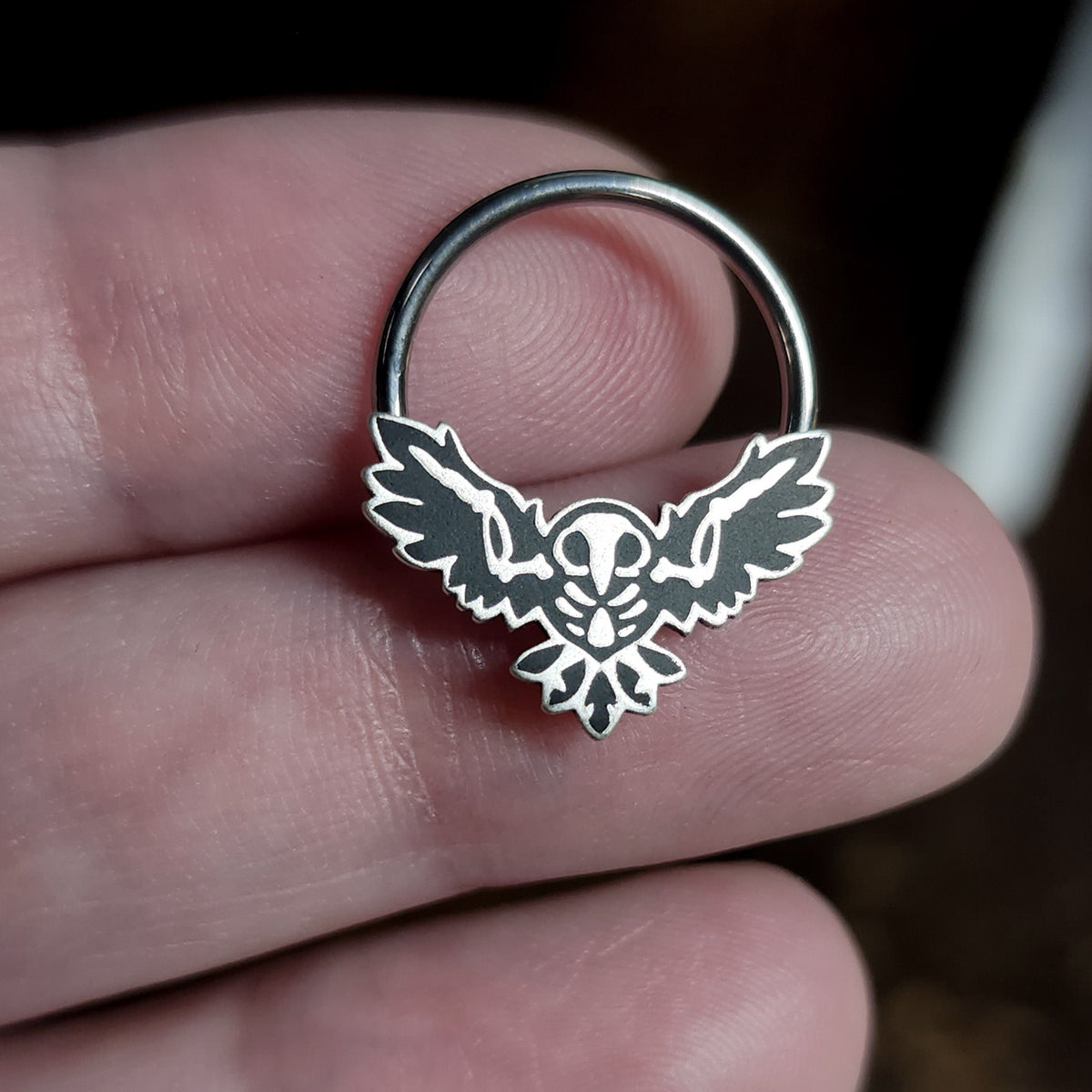 Skull Owl Septum + Daith Ring – Metal Lotus