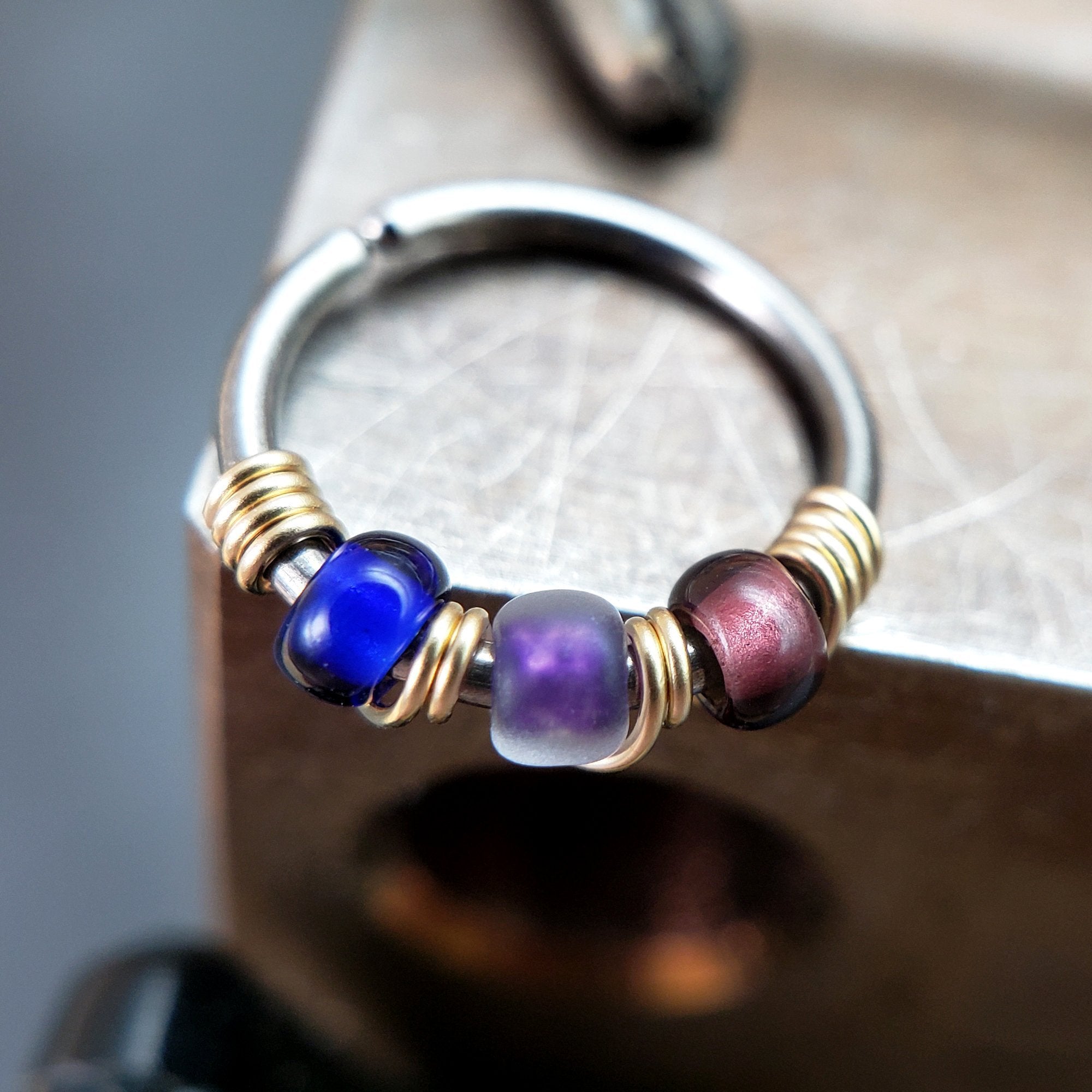 Blueberry - Cobalt & Purple Nose Ring Hoop - Metal Lotus